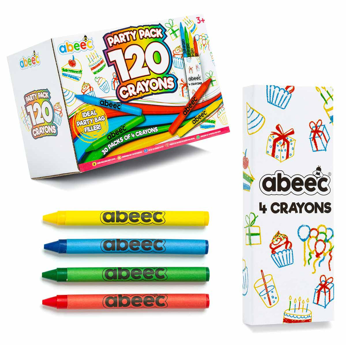 30 Packs Of 4 Crayons | Party Bag Crayons | abeec® toys