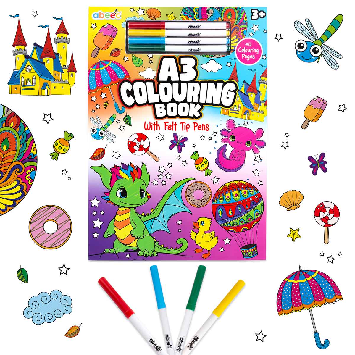 Colouring Book A3 including Felt Tips — abeec® toys