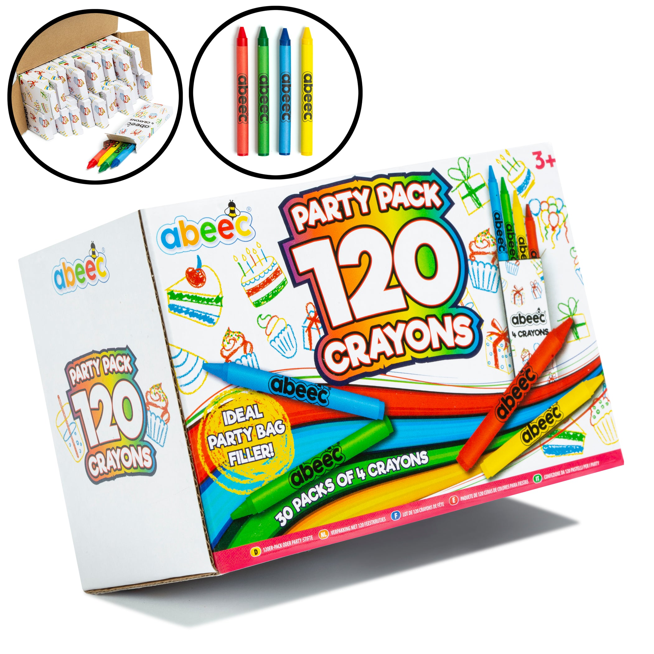 30 Packs Of 4 Crayons | Party Bag Crayons | abeec® toys