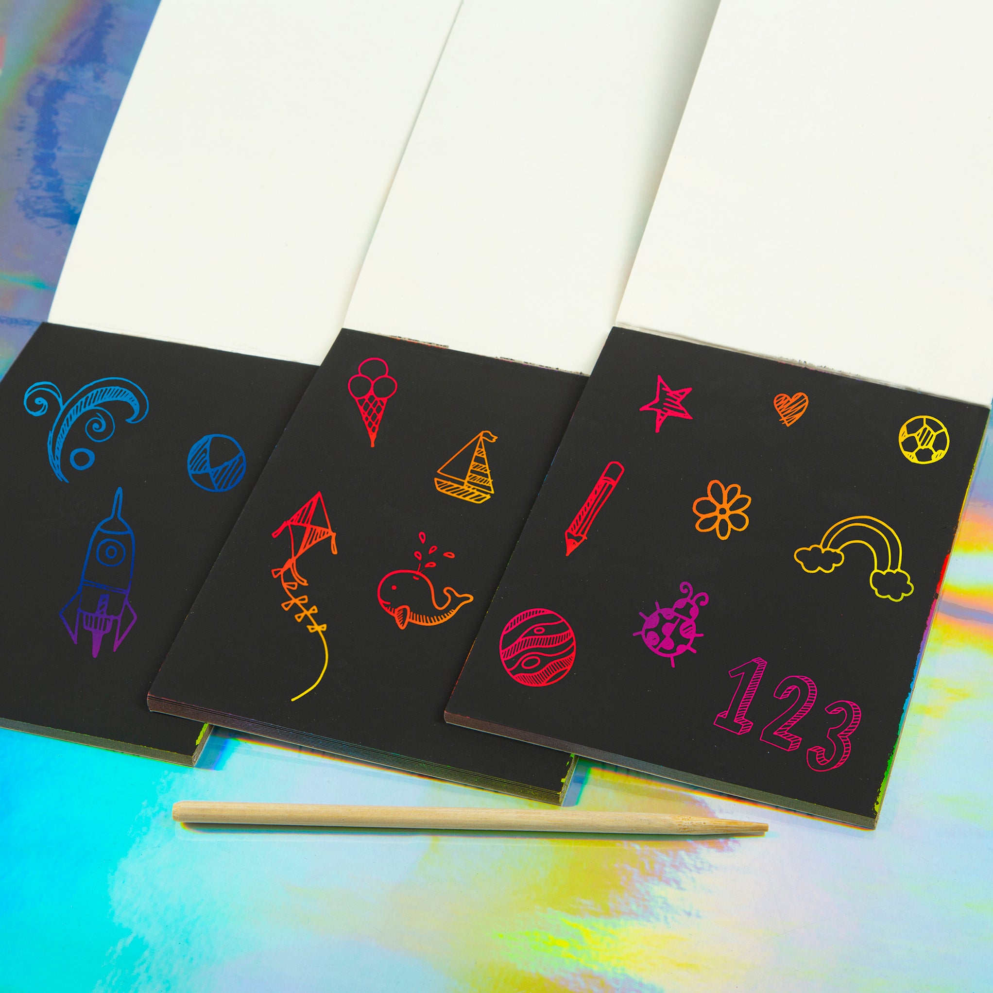 12 Pack Of Rainbow Scratch Art Pads | abeec® toys