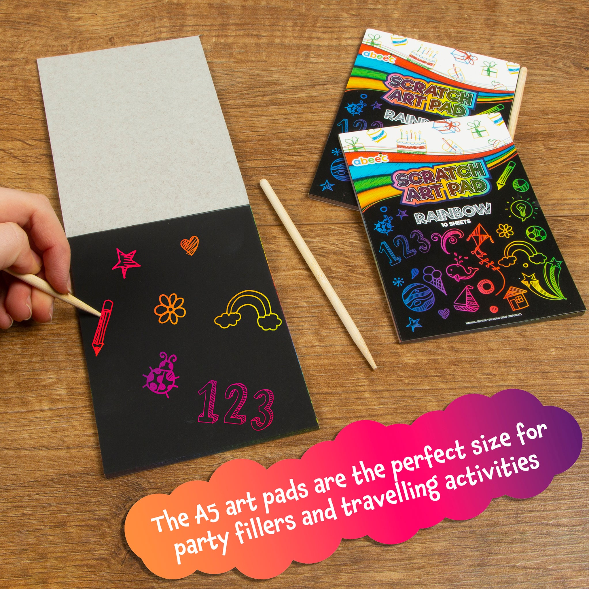 12 Pack Of Rainbow Scratch Art Pads | abeec® toys
