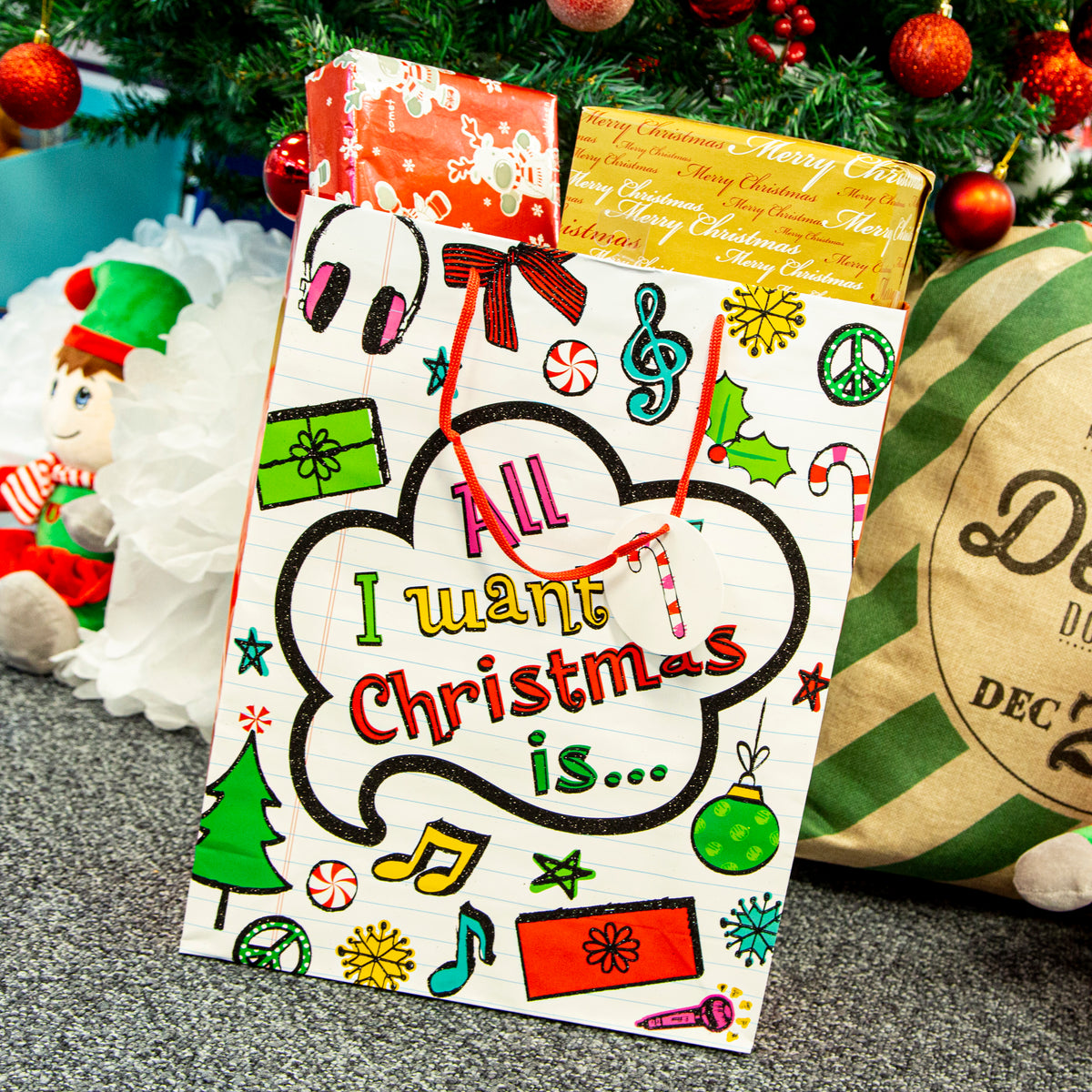 4 Extra Large Colourful Christmas Bags | abeec® toys